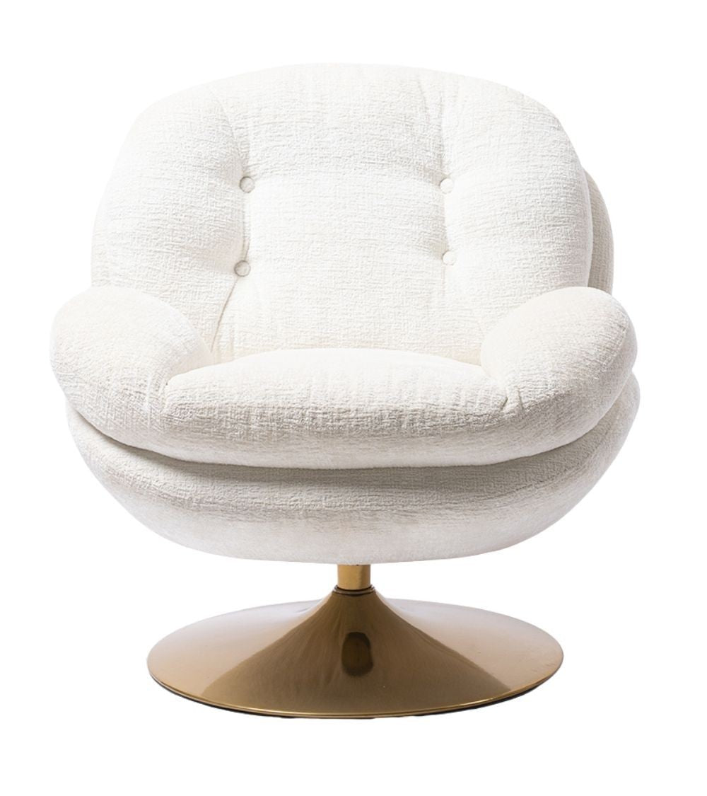 Athezza Drehsessel Memento in Weiß – Luxuriöser Samtsessel mit goldenem ...