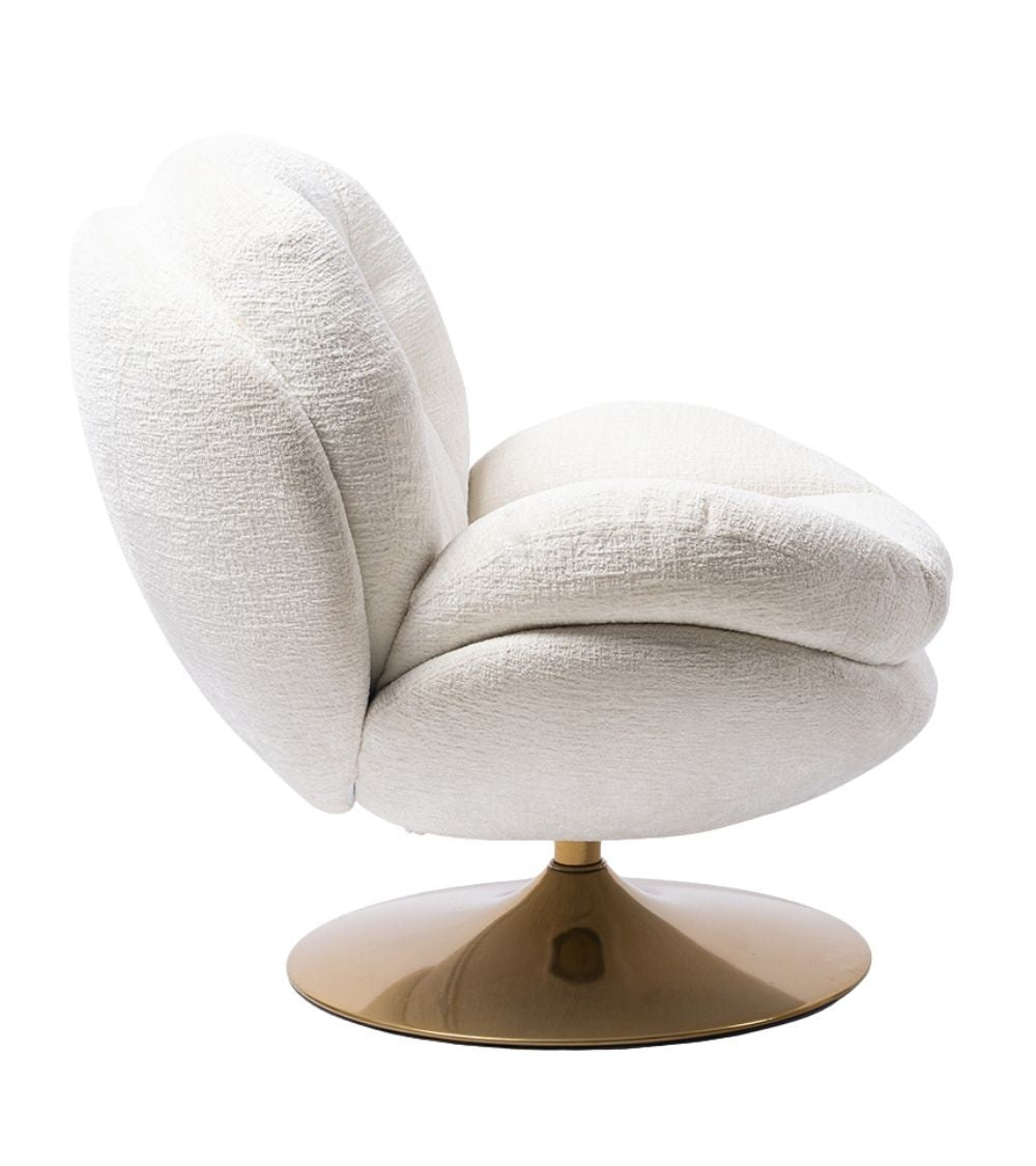 Athezza Drehsessel Memento in Weiß – Luxuriöser Samtsessel mit goldenem ...