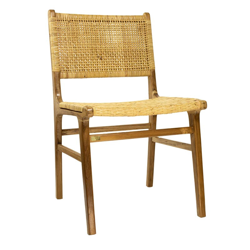 Stuhl aus Teakholz Rattangeflecht/Boho Chic/Ideal auch im Wohnzimmer ...